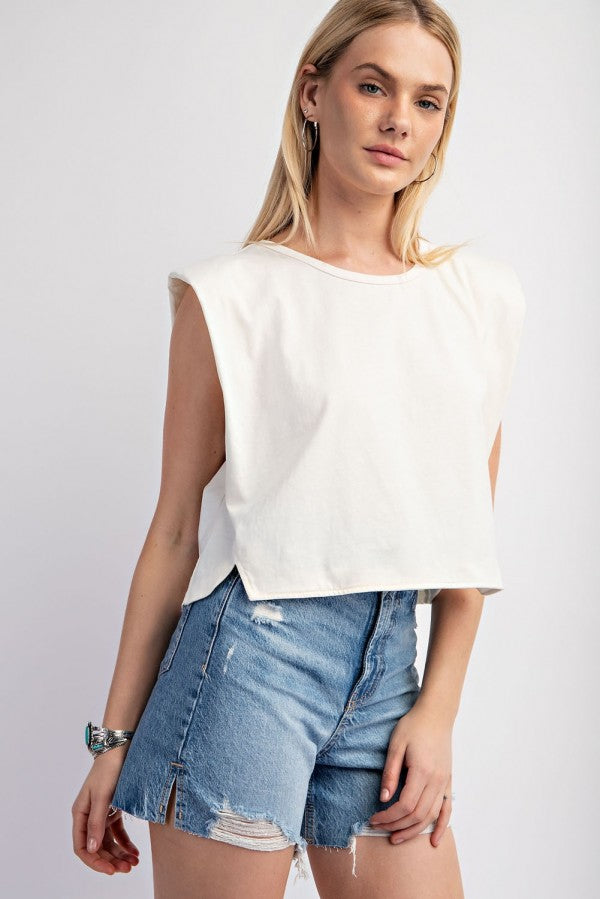 Crepe Shoulder Pad Crop Top – A Phoenix Niche Boutique
